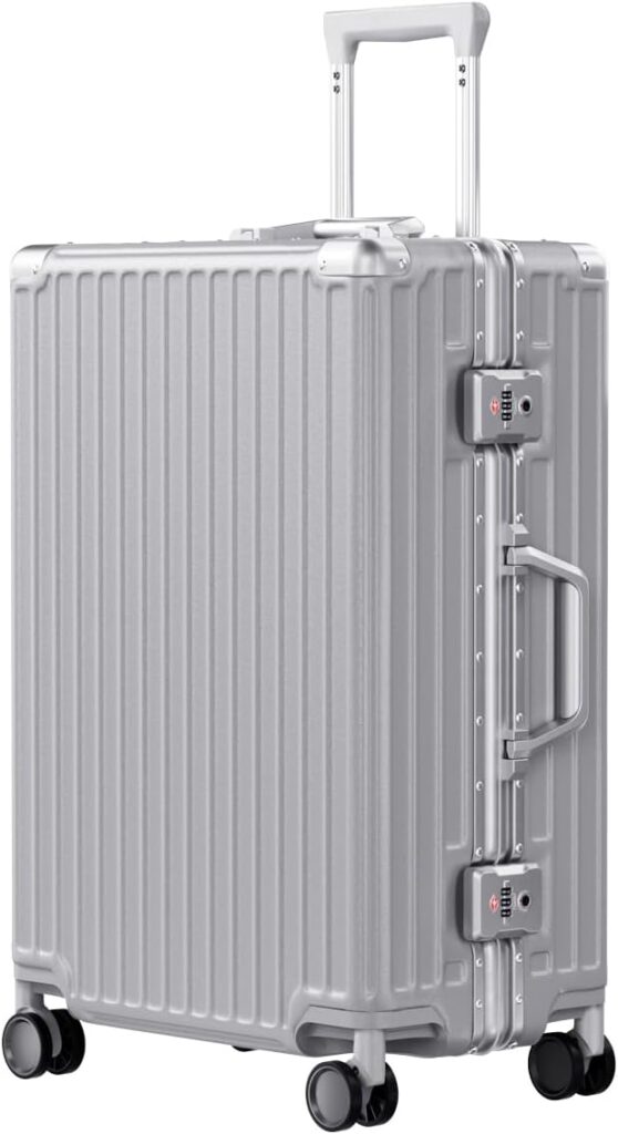 AnyZip 24-Inch Aluminium Frame Suitcase (Silver) - AnyZip Travel Luggage
