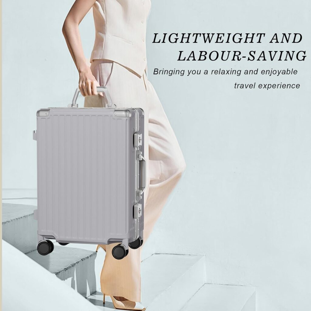 AnyZip 28-Inch Aluminium Frame Suitcase Silver - AnyZip Travel Luggage